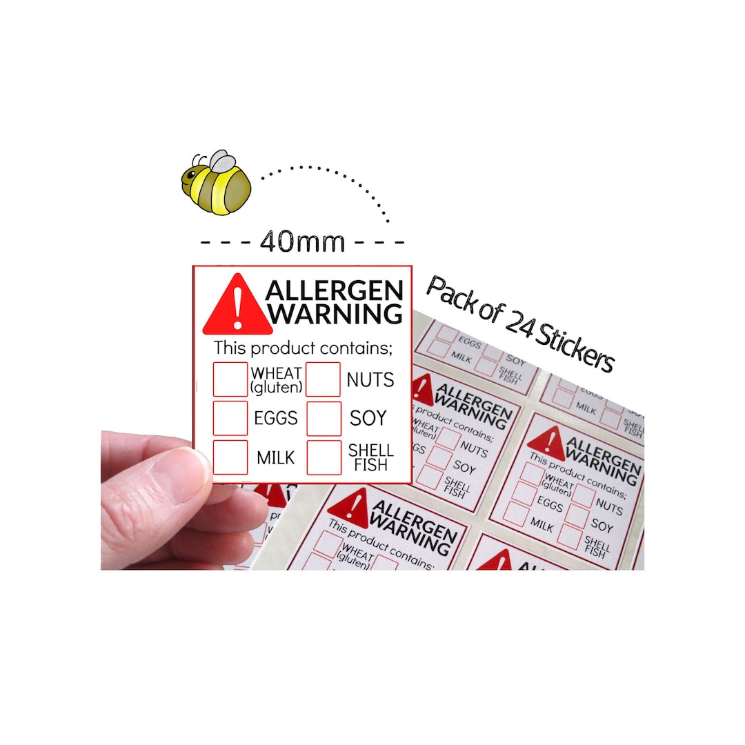 Food Allergen Warning Tick Box Write on Packaging Order X24 40mm Labels ...