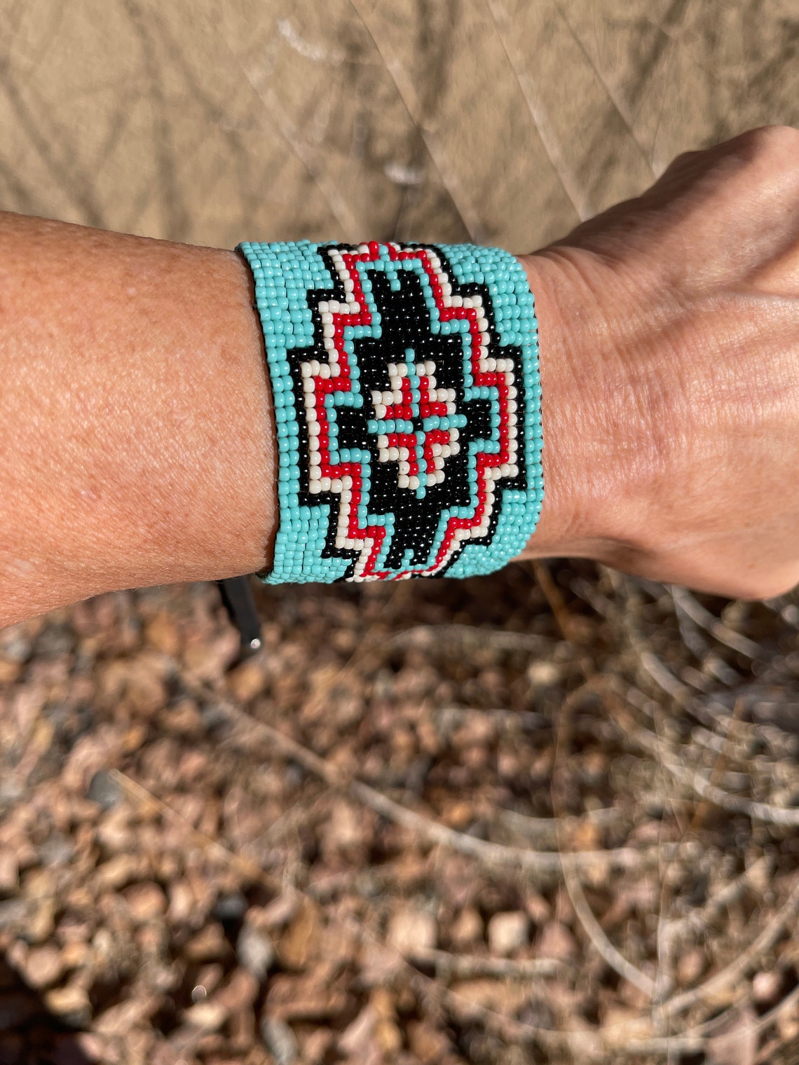 Western Leather Cuff Bracelet; Turquoise Navajo Cross - Etsy