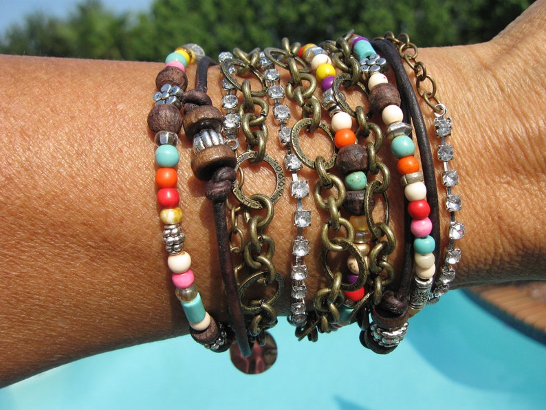 Leather Wrap Bracelet Boho Hippie Girl Endless Etsy