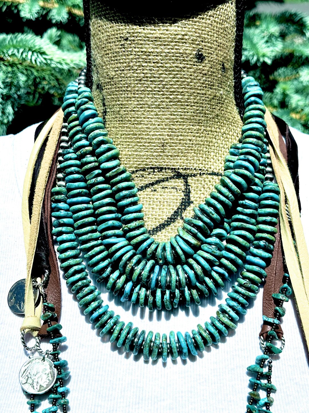 Graduated Turquoise Disk Necklace - Etsy