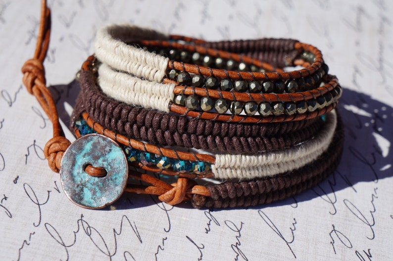 Boho Stack Leather Wrap Bracelet 5X Wrap Bohemian - Etsy