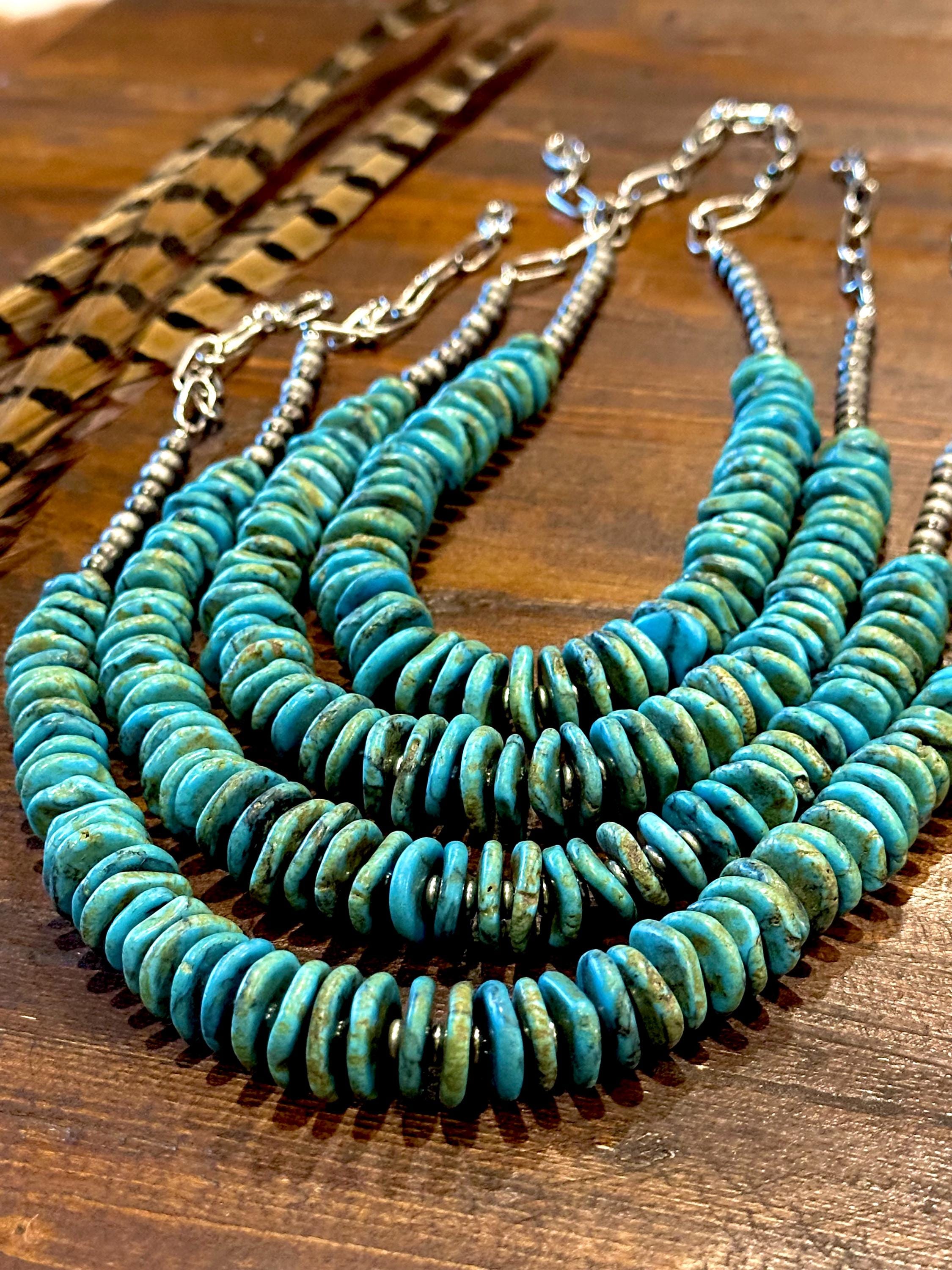Graduated Turquoise Disk Necklace - Etsy