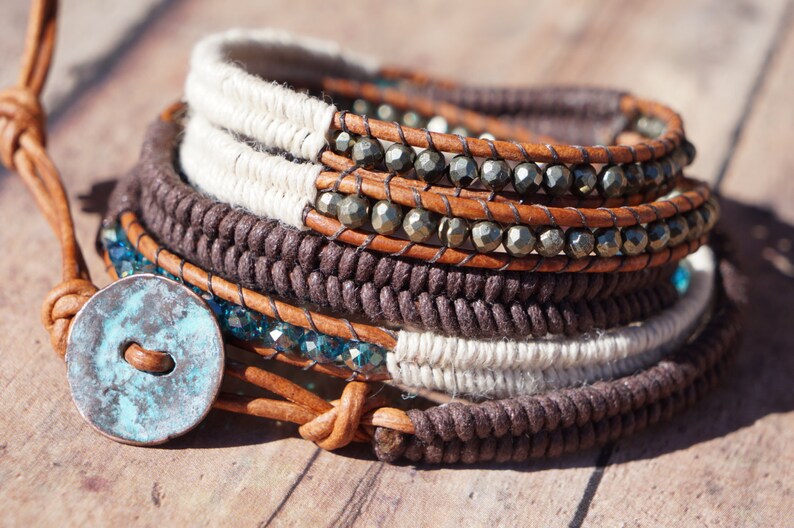 Boho Stack Leather Wrap Bracelet 5X Wrap Bohemian - Etsy