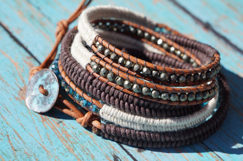 Boho Stack Leather Wrap Bracelet 5X Wrap Bohemian - Etsy