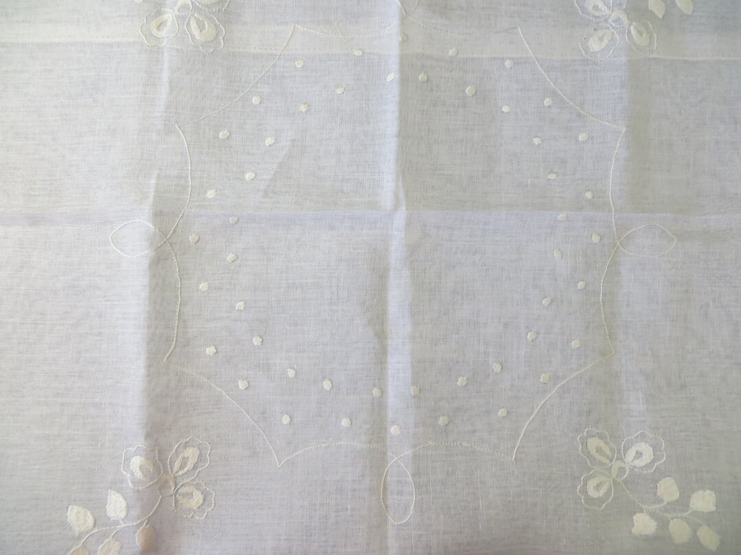 Italian Pure Linen Embroidered Tablecloth, NOS, 45 Square, Made for ...