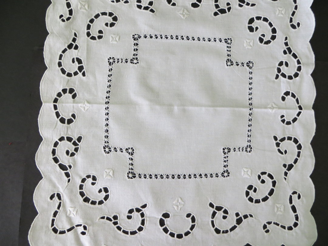 Square Doilie With Cutwork, Pulled Thread Work - Etsy