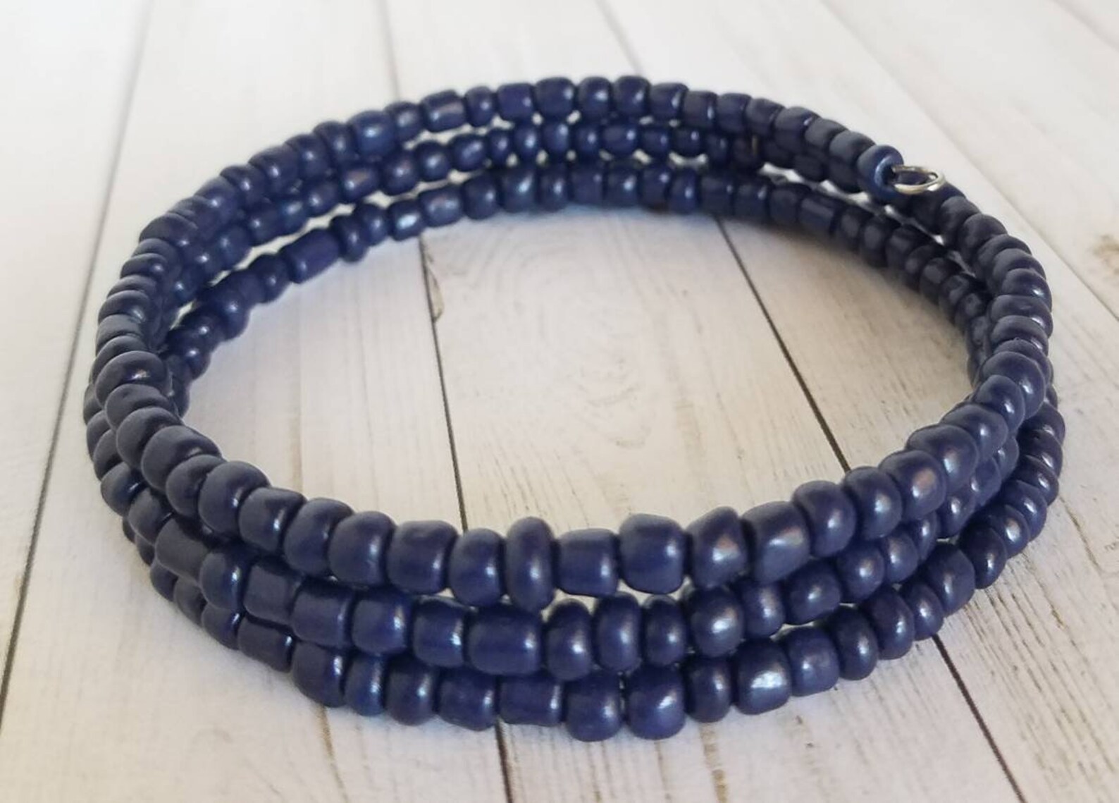 Dark Blue Memory Wire Bracelet, Blue Bracelet, Navy Blue Bracelet, Dark ...