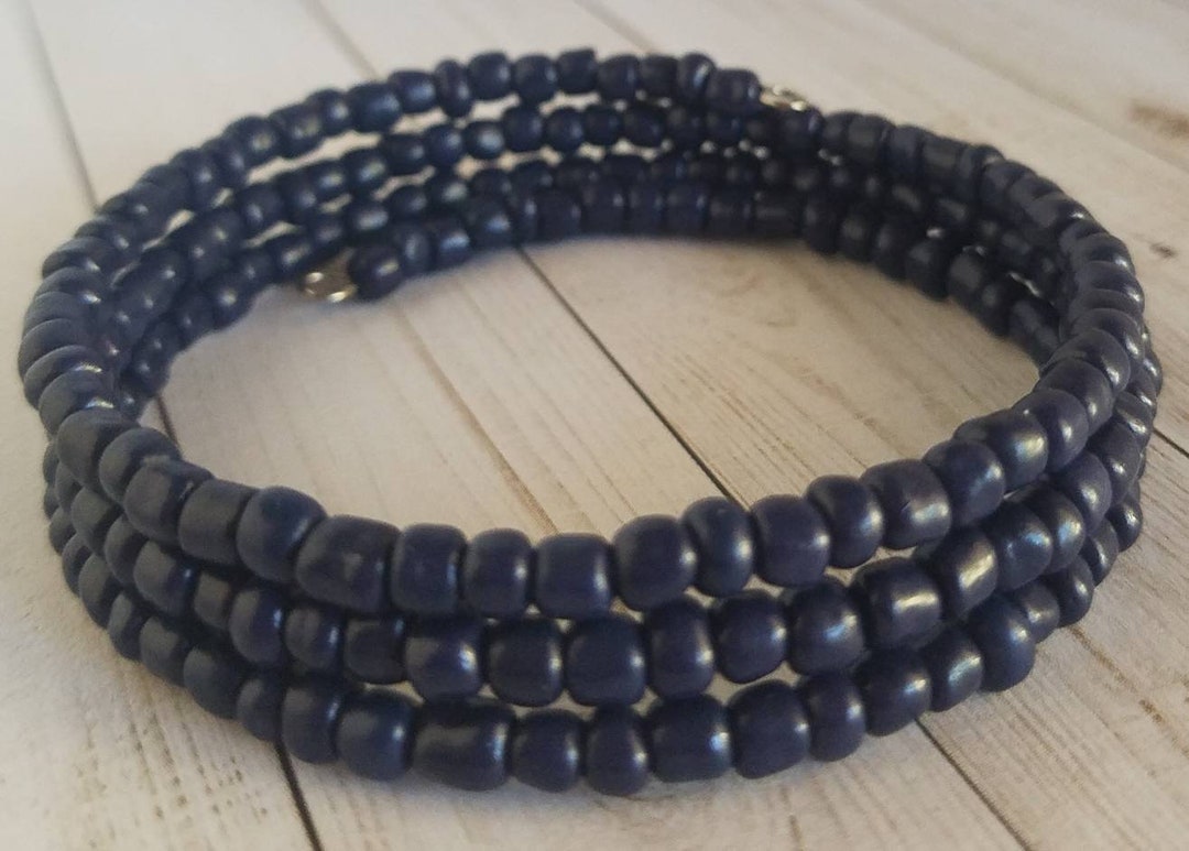 Dark Blue Memory Wire Bracelet, Blue Bracelet, Navy Blue Bracelet, Dark ...