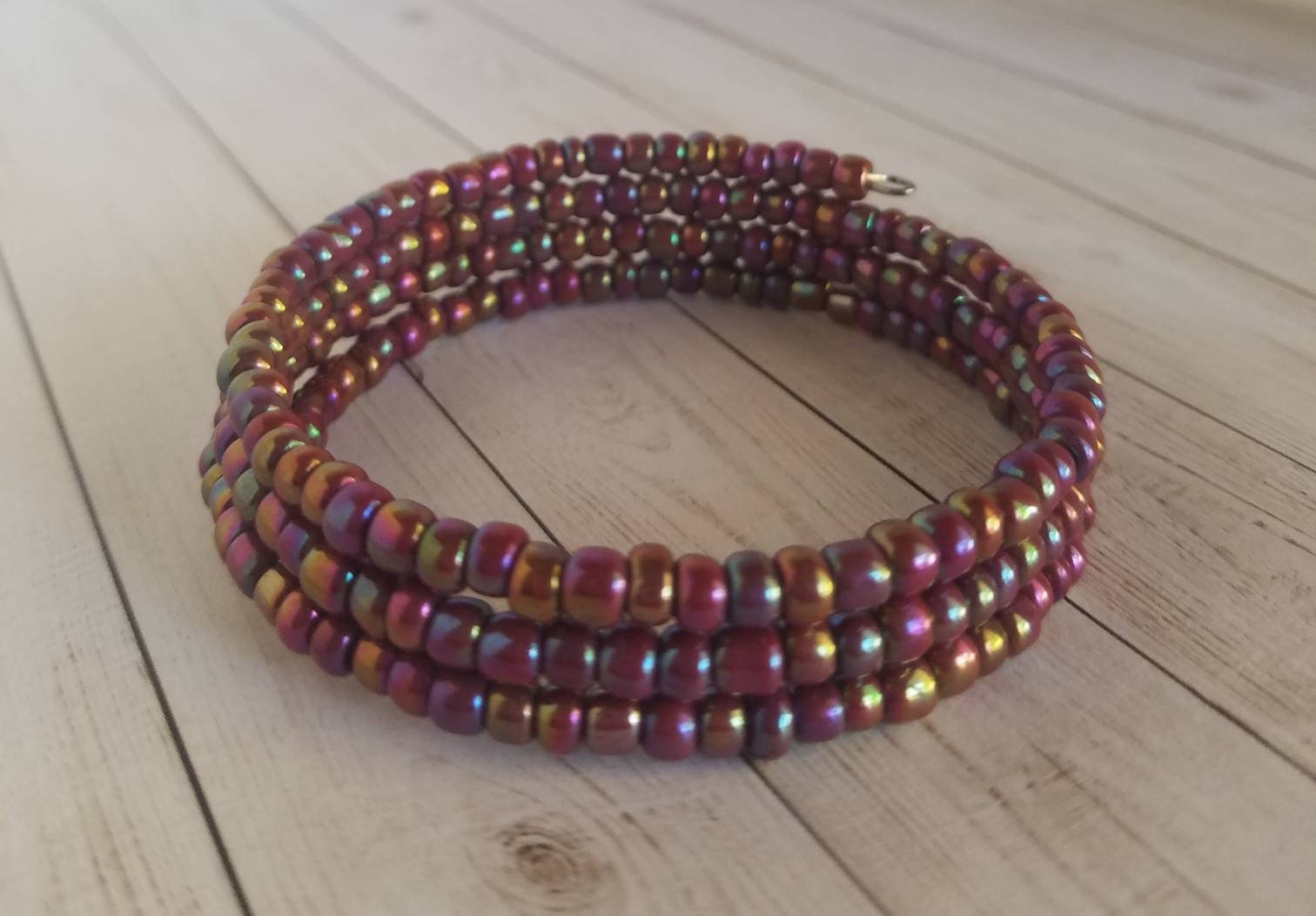 Fall Memory Wire Bracelet, Fall Bracelet, Multi Color Bracelet, Seed ...