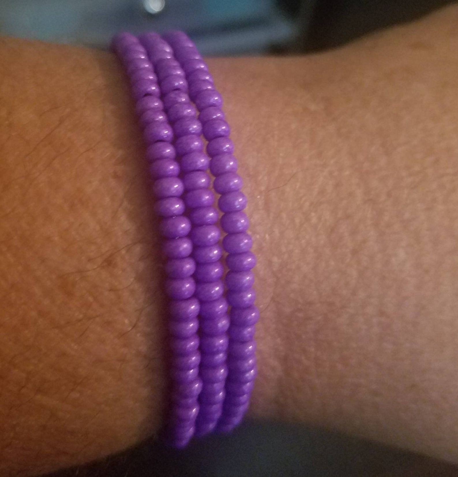 Purple Memory Wire Bracelet Purple Bead Bracelet Purple Seed - Etsy