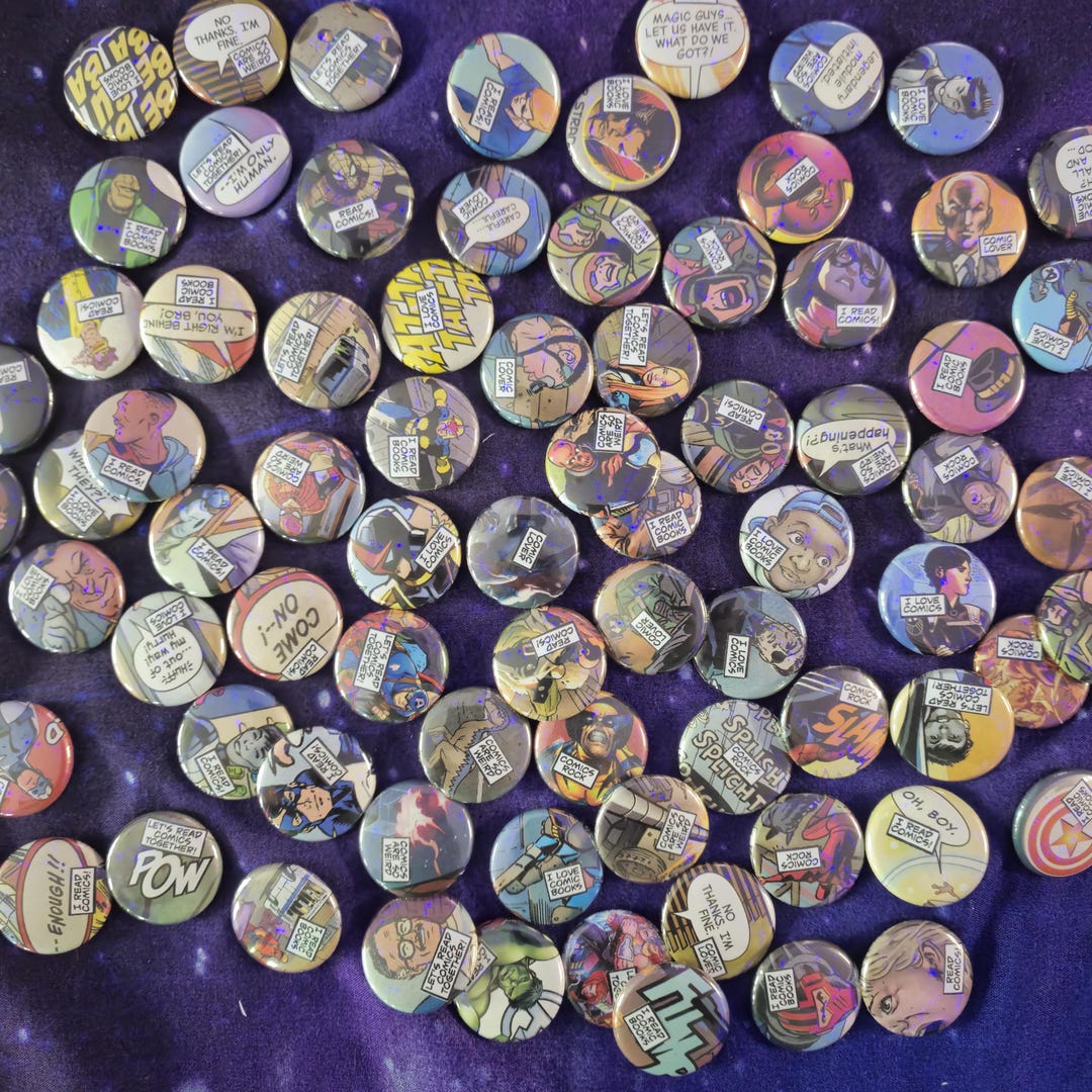 Set of 9 "i Love Comics" Buttons - Etsy