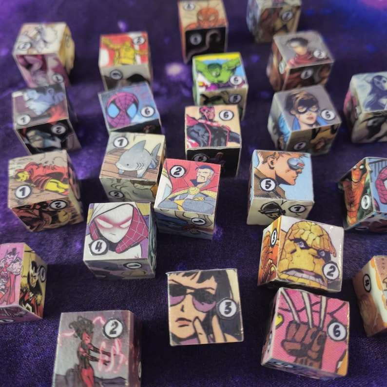 Marvel Comics Upcycled Dice - Etsy