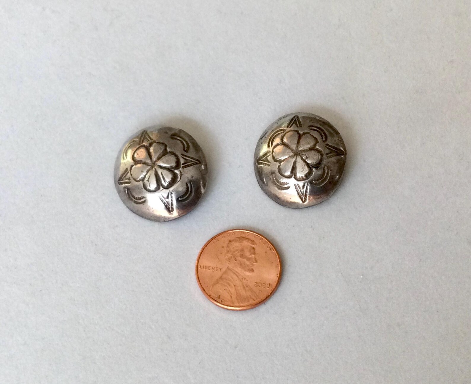 Flower Concho Native American Silver Buttons - Probably Navajo - Set of ...