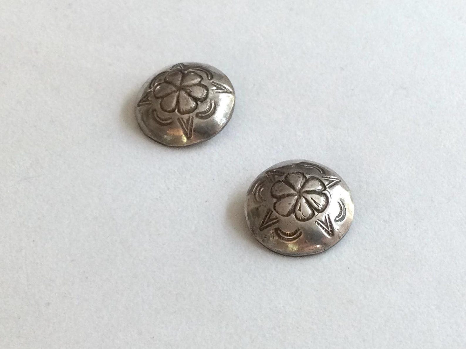 Flower Concho Native American Silver Buttons - Probably Navajo - Set of ...