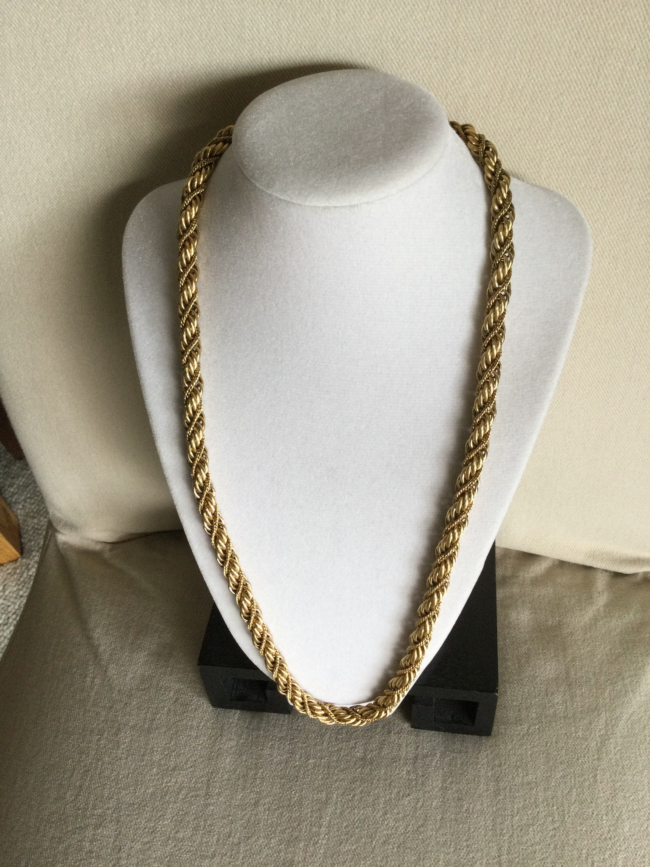 Monet Vintage Double Twisted Goldtone Rope Chain Statement Necklace C ...
