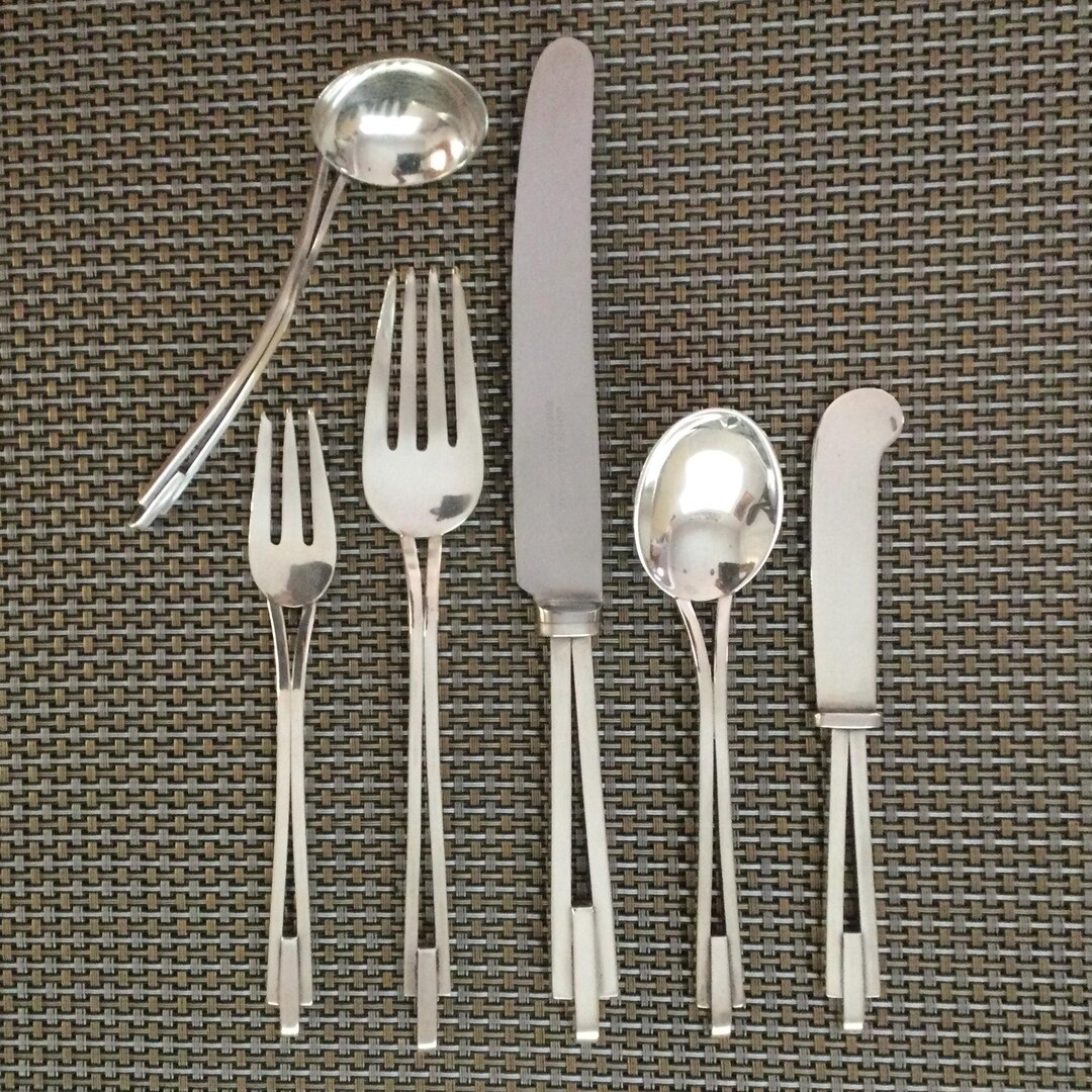 Rarely Listed -georg Jensen Sterling Silver 5 Pce Set Plus Ladle - Adda ...