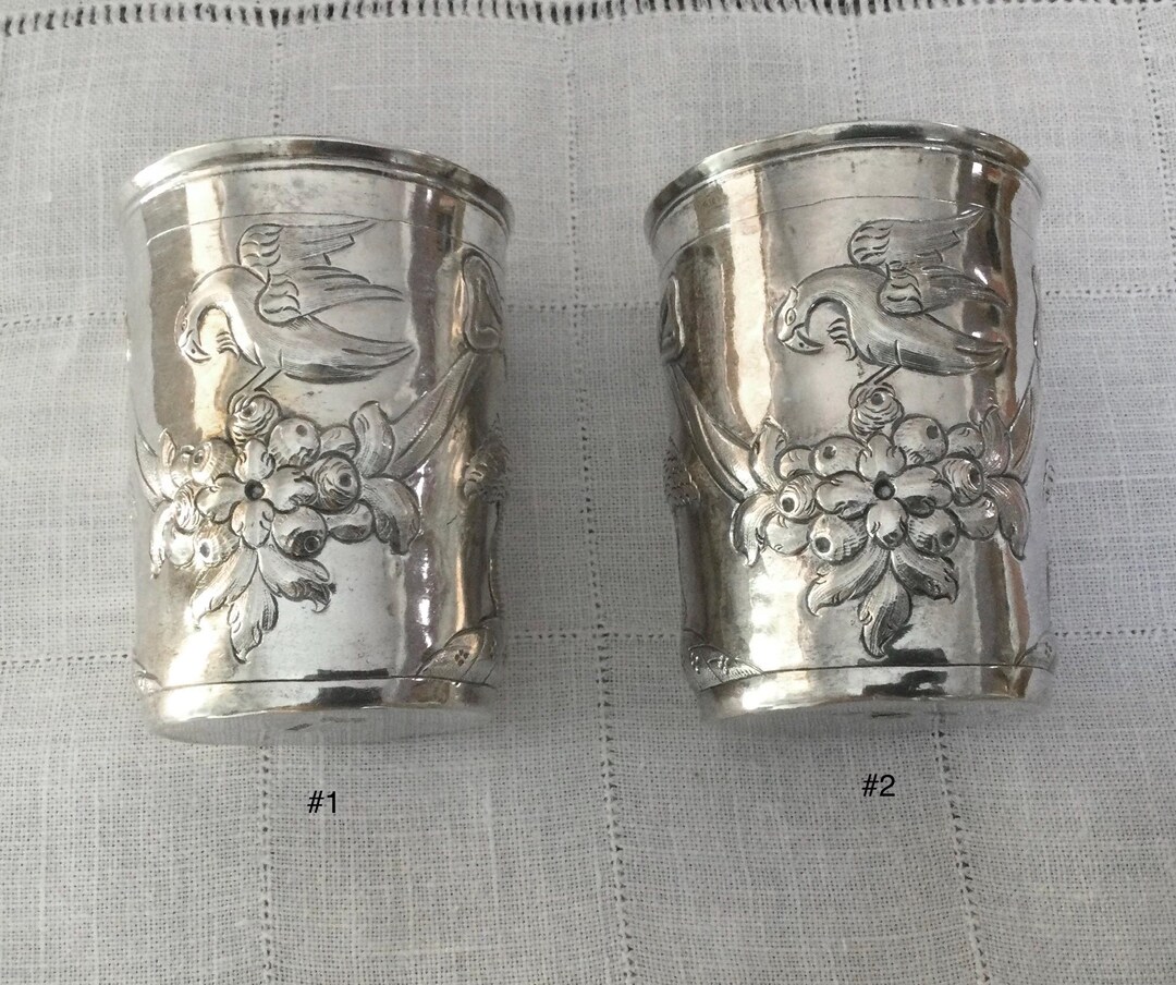Antique Russian Imperial Eagle Silver Kiddush Cups 1787 Matching Pair ...