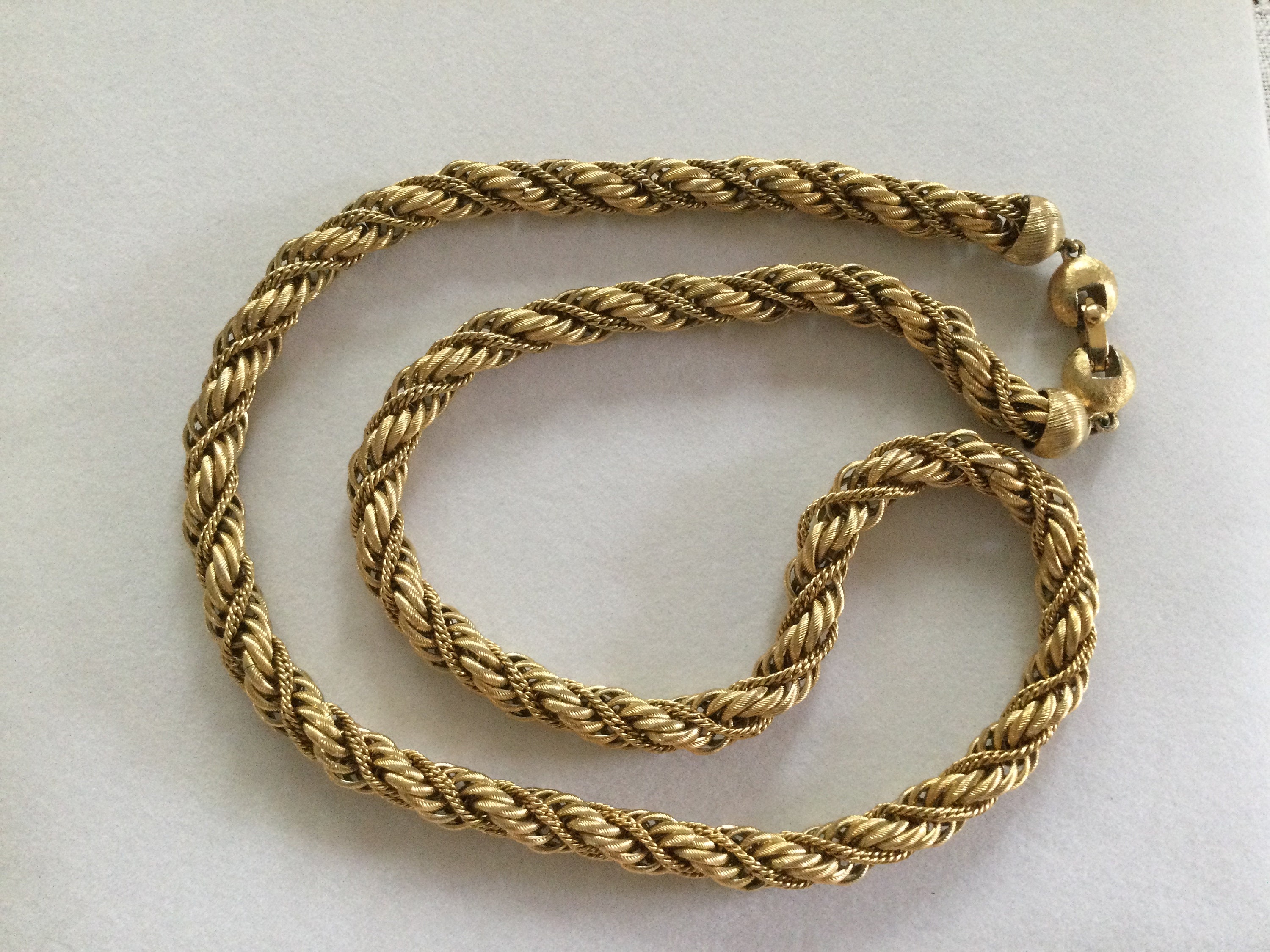 Monet Vintage Double Twisted Goldtone Rope Chain Statement Necklace C ...