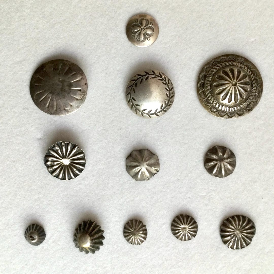 Native American Silver Concho Buttons - Possibly Navajo, Hopi or Zuni ...