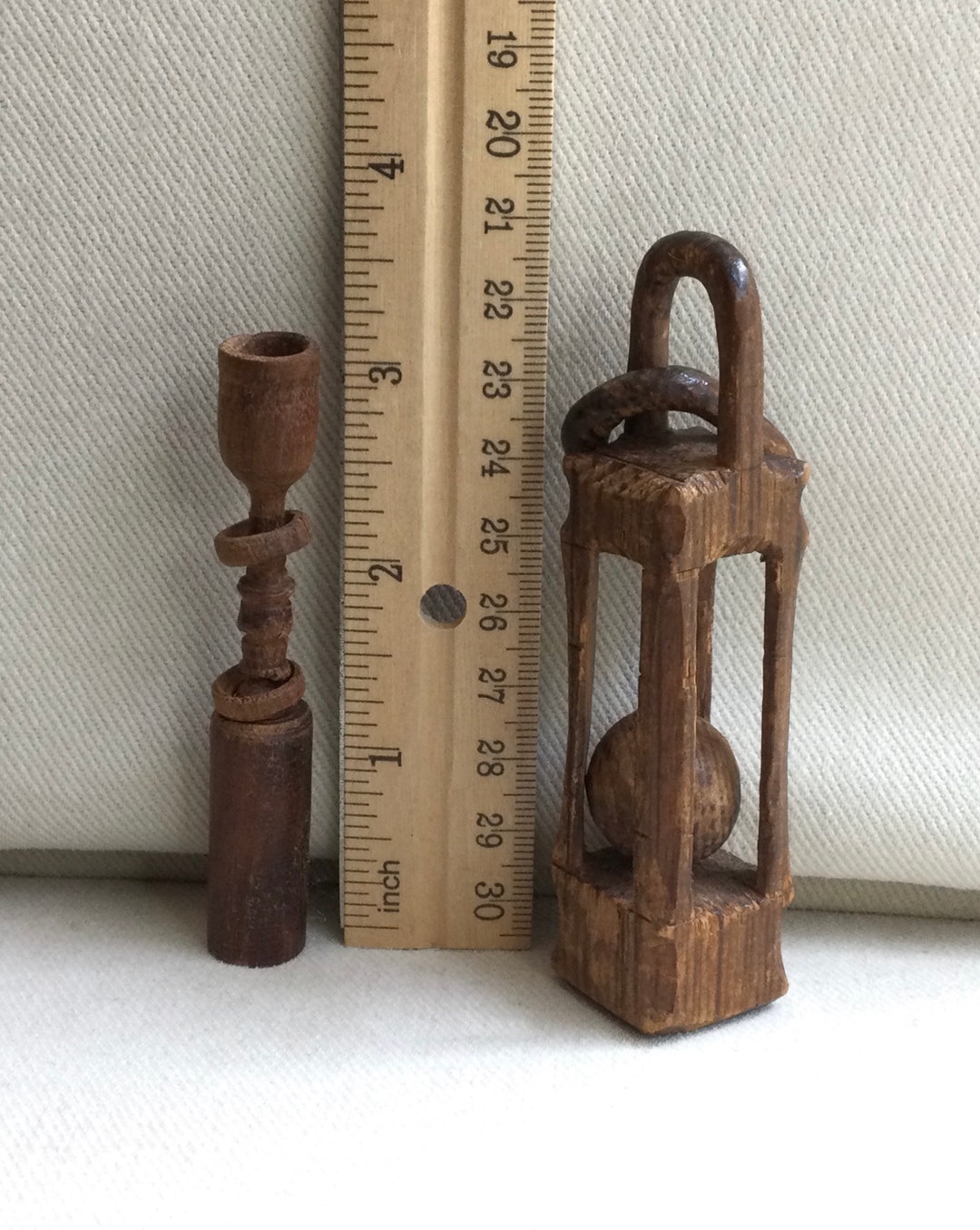 Whimsy Captured Ball and Chain Hand Carved Vintage Toy & Whimsy Stick ...