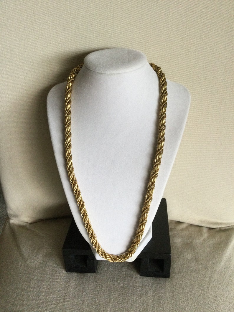 Monet Vintage Double Twisted Goldtone Rope Chain Statement Necklace C ...
