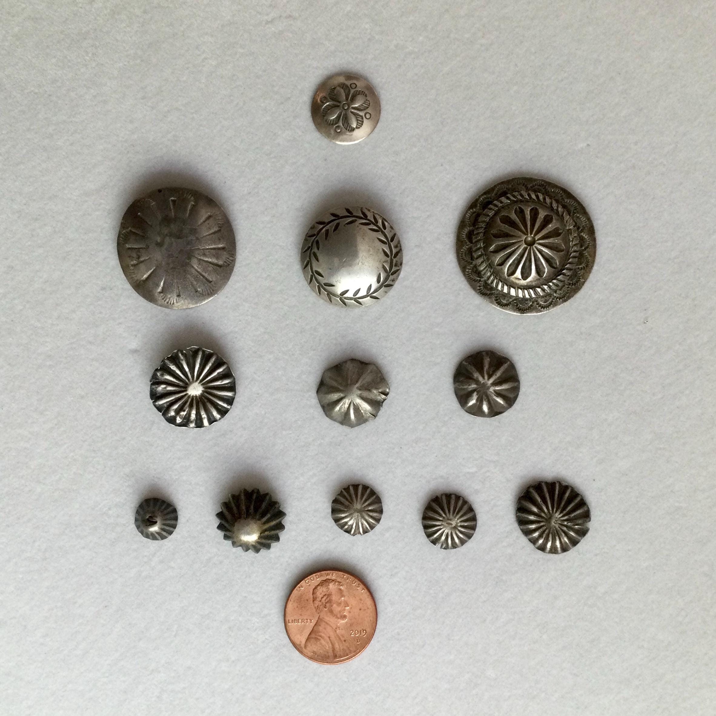 Native American Silver Concho Buttons - Possibly Navajo, Hopi or Zuni ...