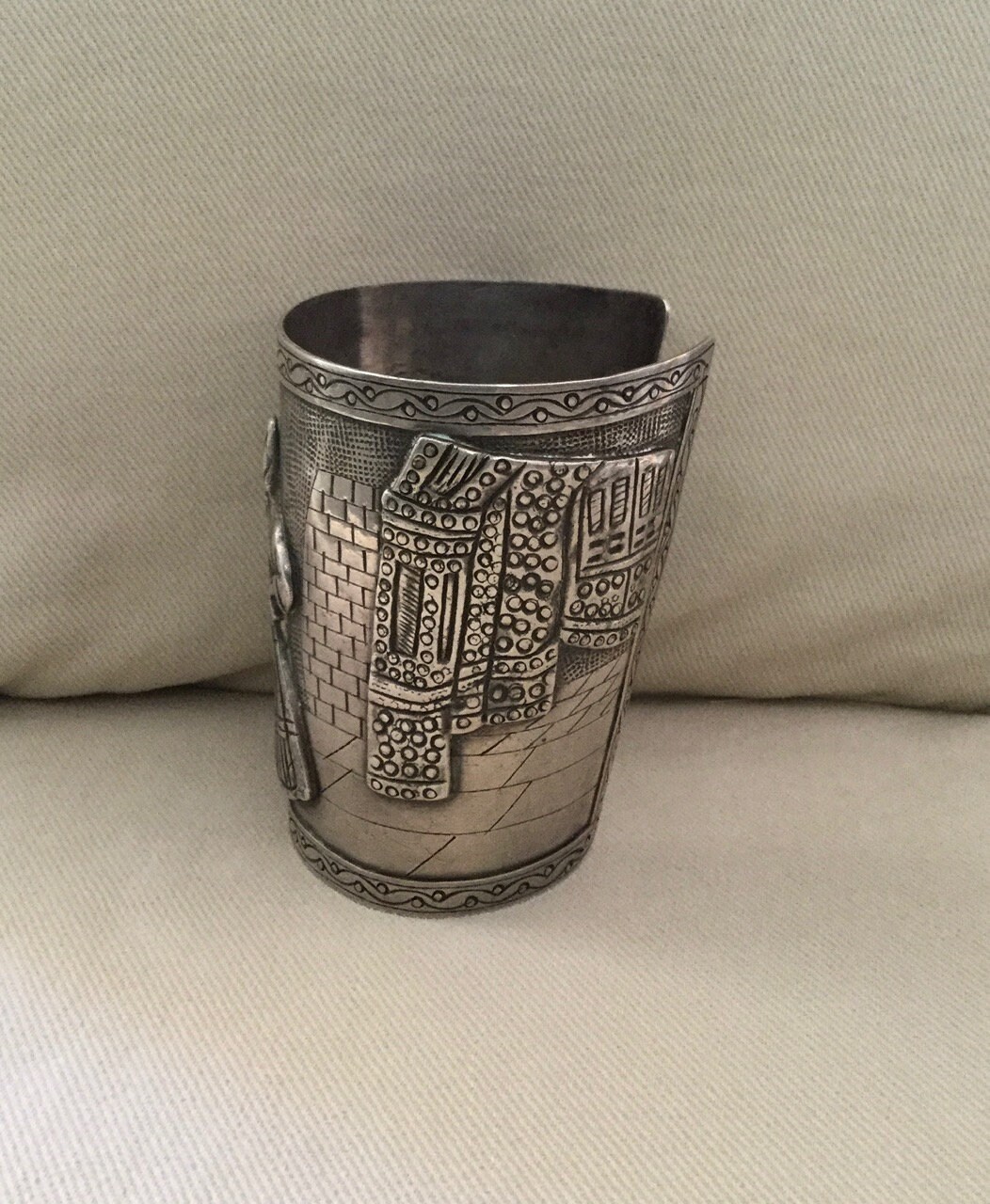 Vintage Peruvian Folkloric Sterling Long Cuff Bracelet - Artistic ...