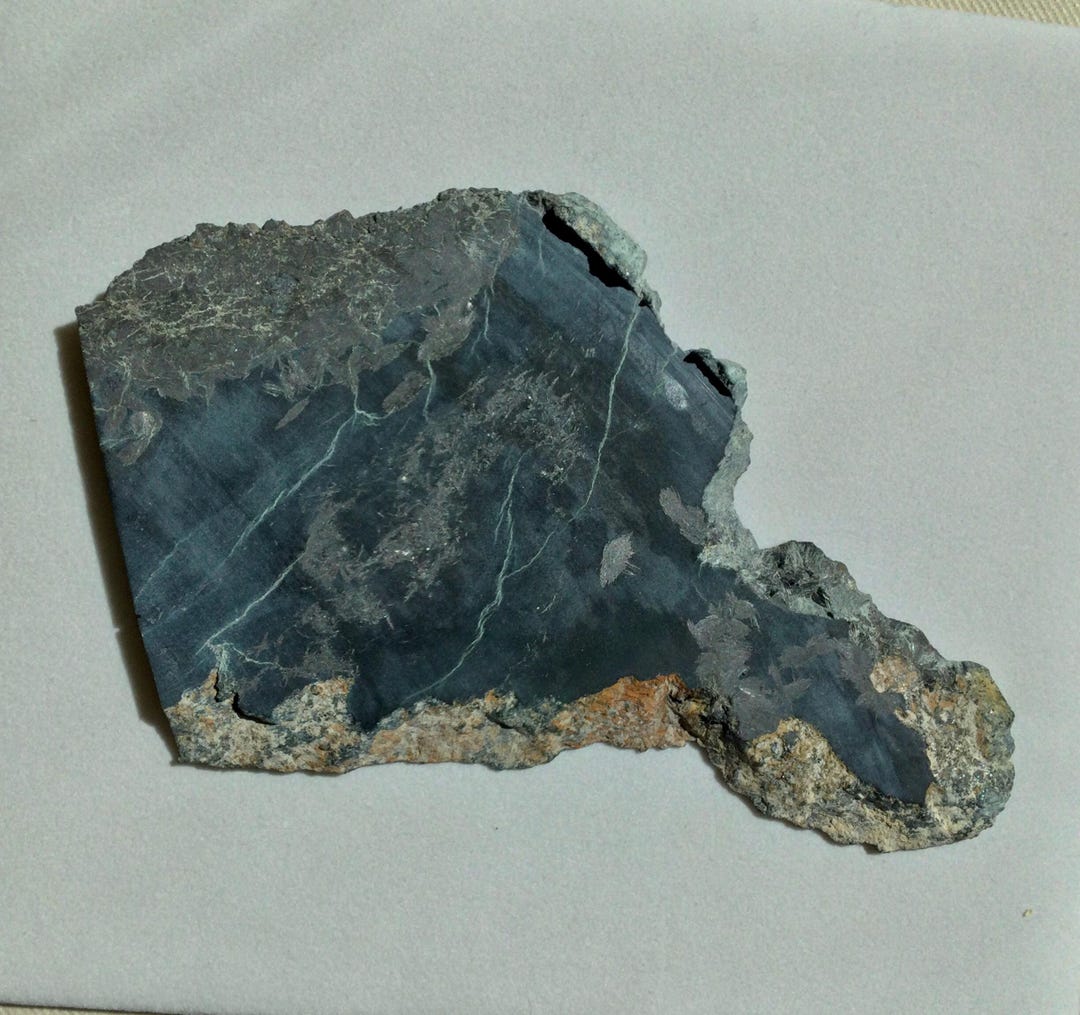 Black Magnetite Jade Slab - Natural Specimen - Sliced Front and Back ...