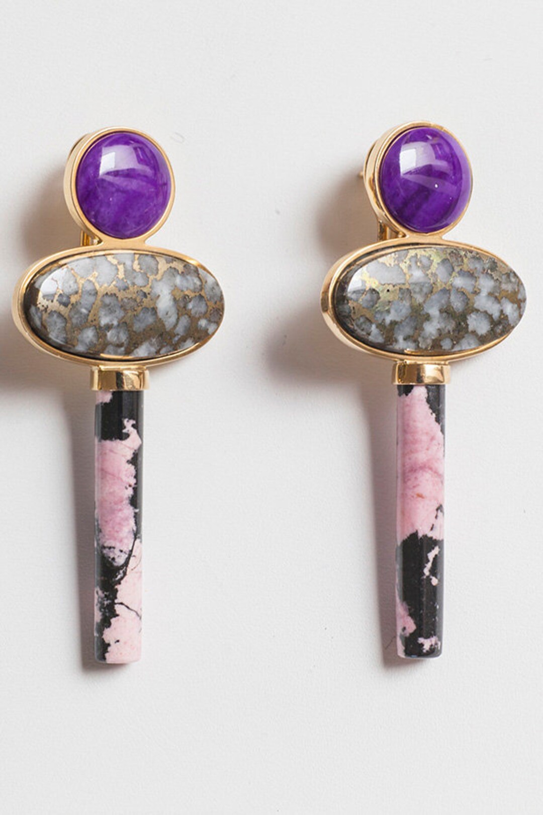 Avant-garde Modernist Pendant Earrings W Sugilite Mohawkite W - Etsy