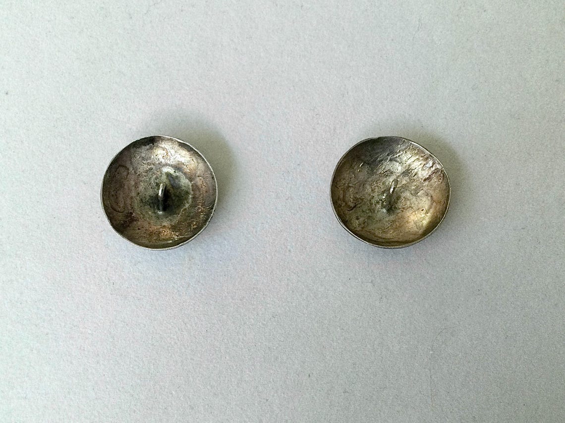 Flower Concho Native American Silver Buttons - Probably Navajo - Set of ...