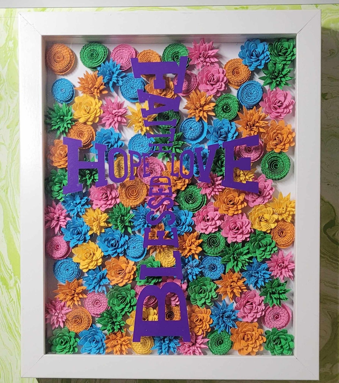 Faith Hope Love Blessed Paper Flower Quilling Shadow Box - Etsy