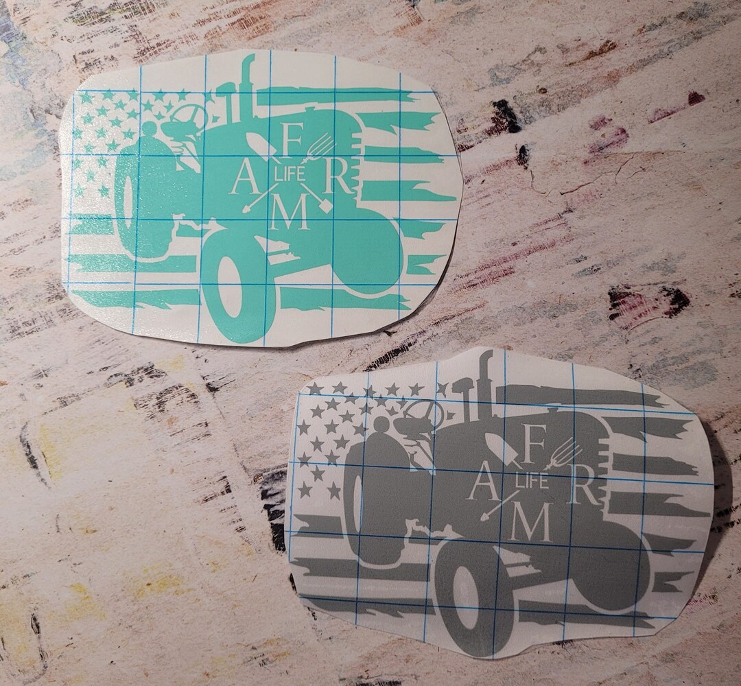 Farm Life - Tractor/flag. Vinyl Decal - Etsy