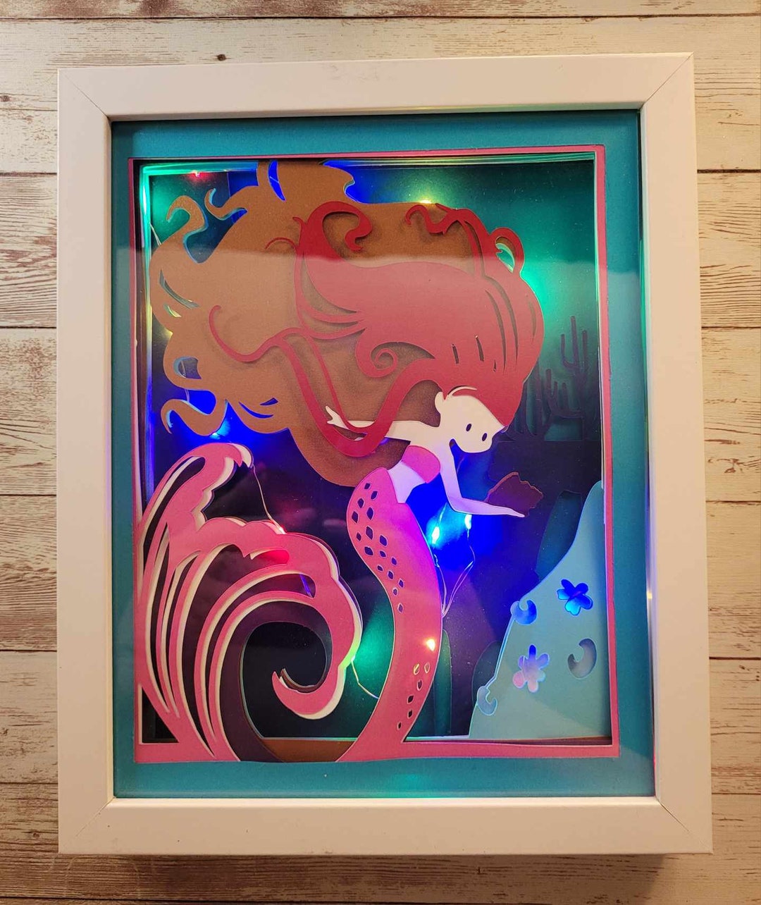 Mermaid, Layered Paper, Lighted 8x10 Shadow Box - Etsy
