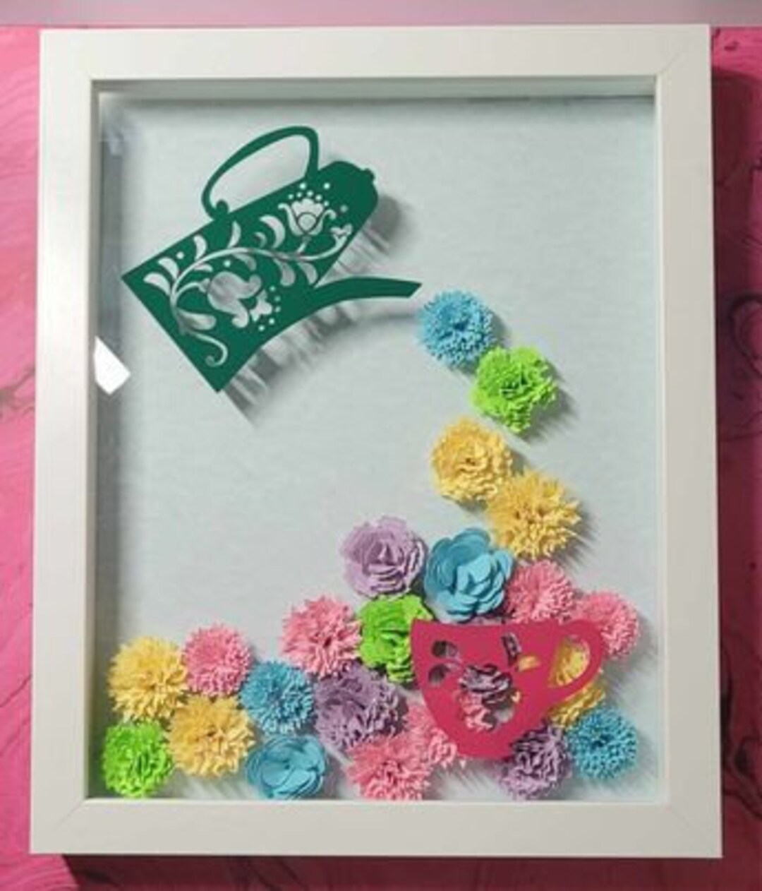 Teapot Paper Flower Quilling Shadow Box - Etsy