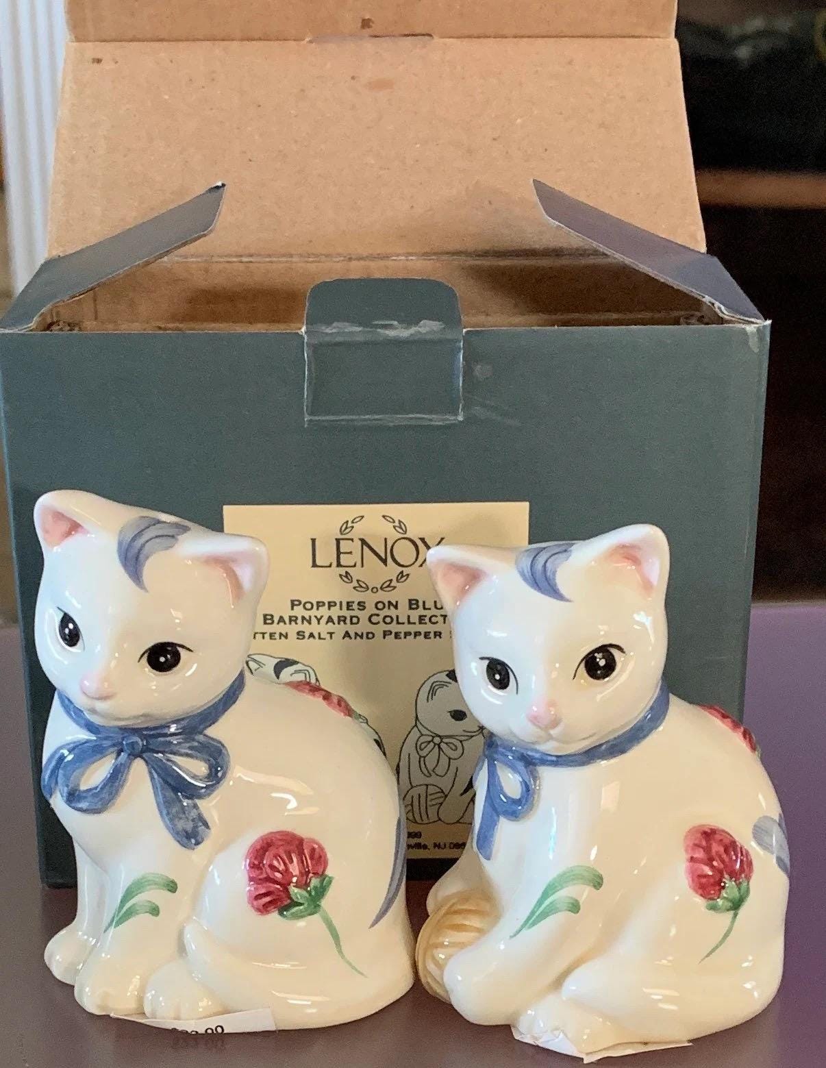Lenox Poppies on Blue Barnyard Collection Kitten Salt and Pepper ...
