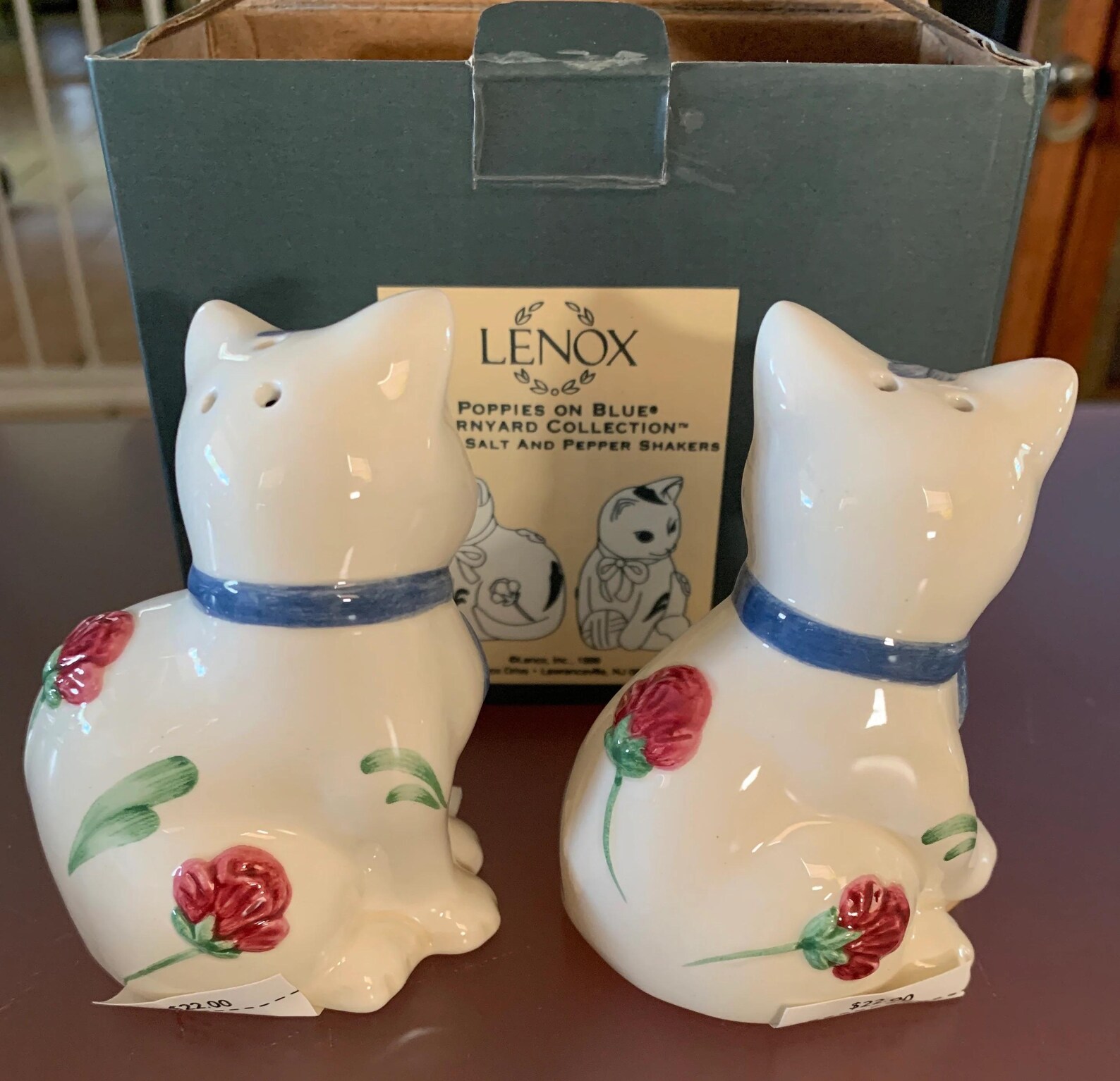 Lenox Poppies on Blue Barnyard Collection Kitten Salt and Pepper ...