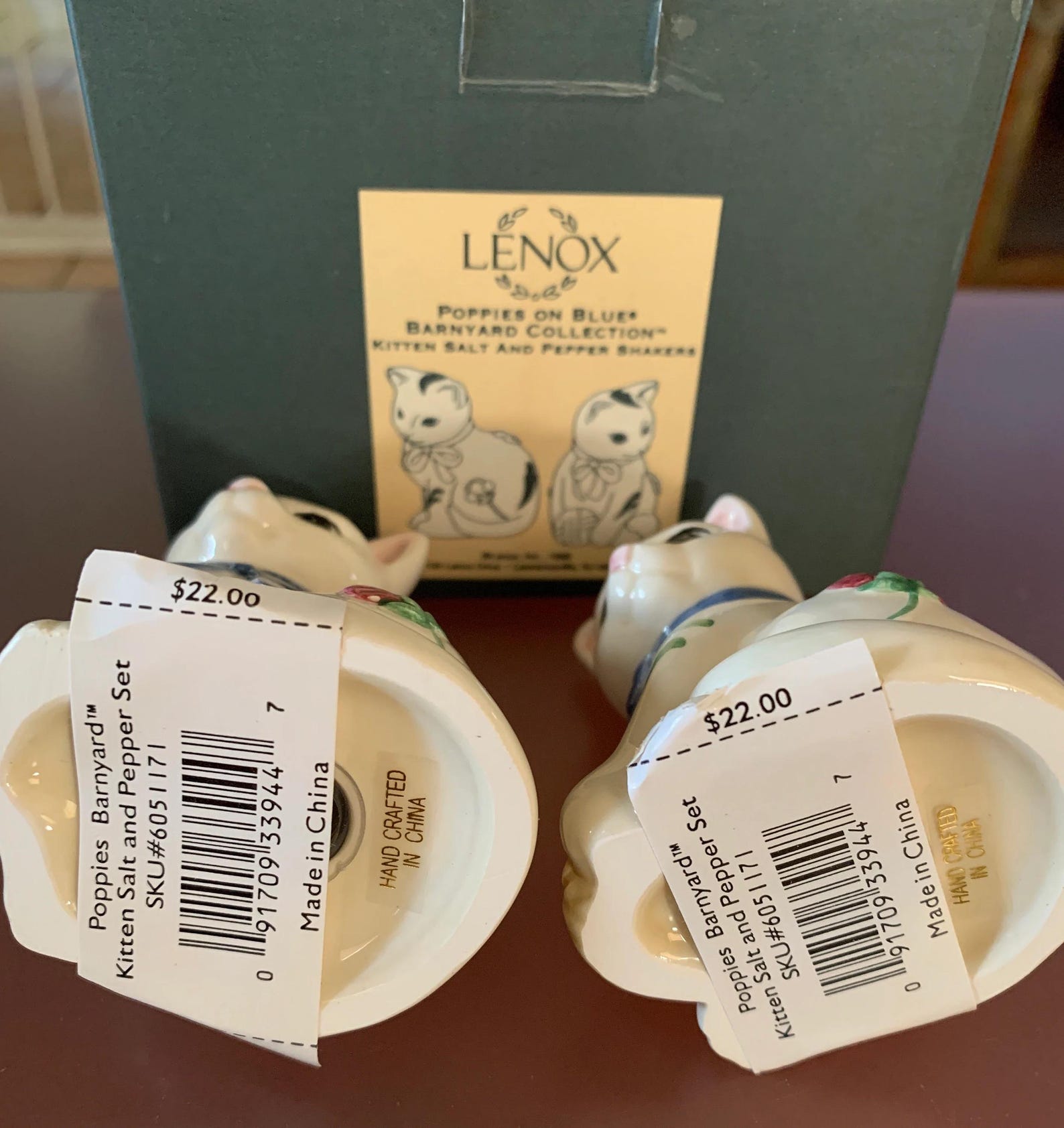 Lenox Poppies on Blue Barnyard Collection Kitten Salt and Pepper ...
