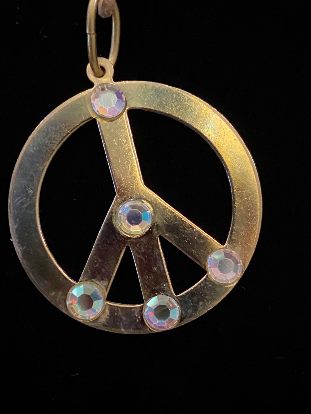 Gold Peace Sign Pendent - Etsy