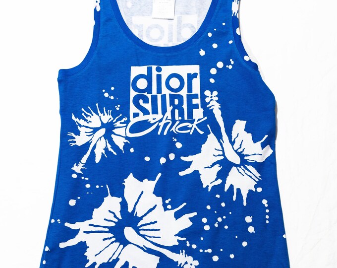 Vintage CHRISTIAN DIOR Surf Chick Tank Top / Logo T-shirt Tee / Floral ...