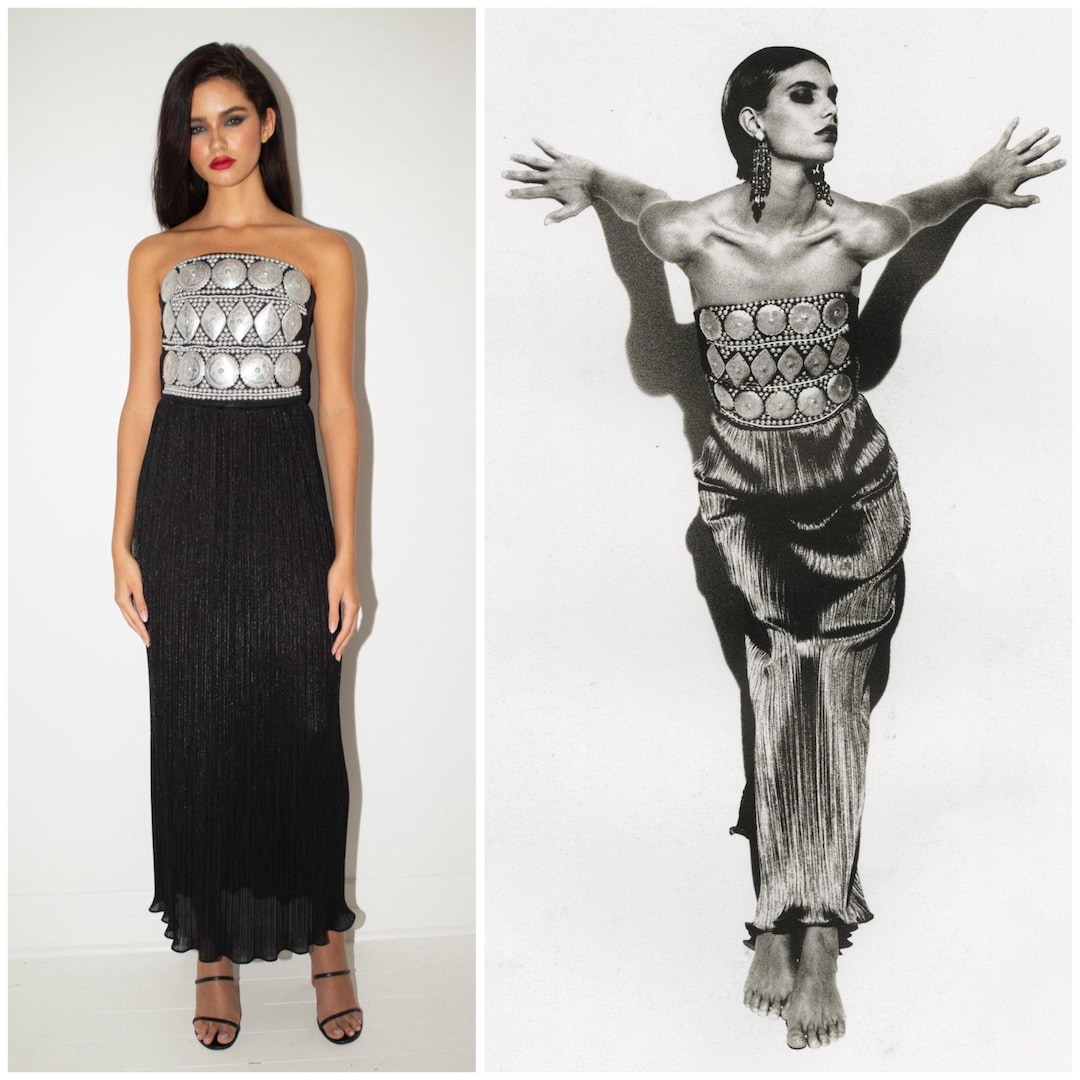Vintage 80's HELEN STOREY Warrior Bandeau Dress / 1988 Runway / Plisse ...