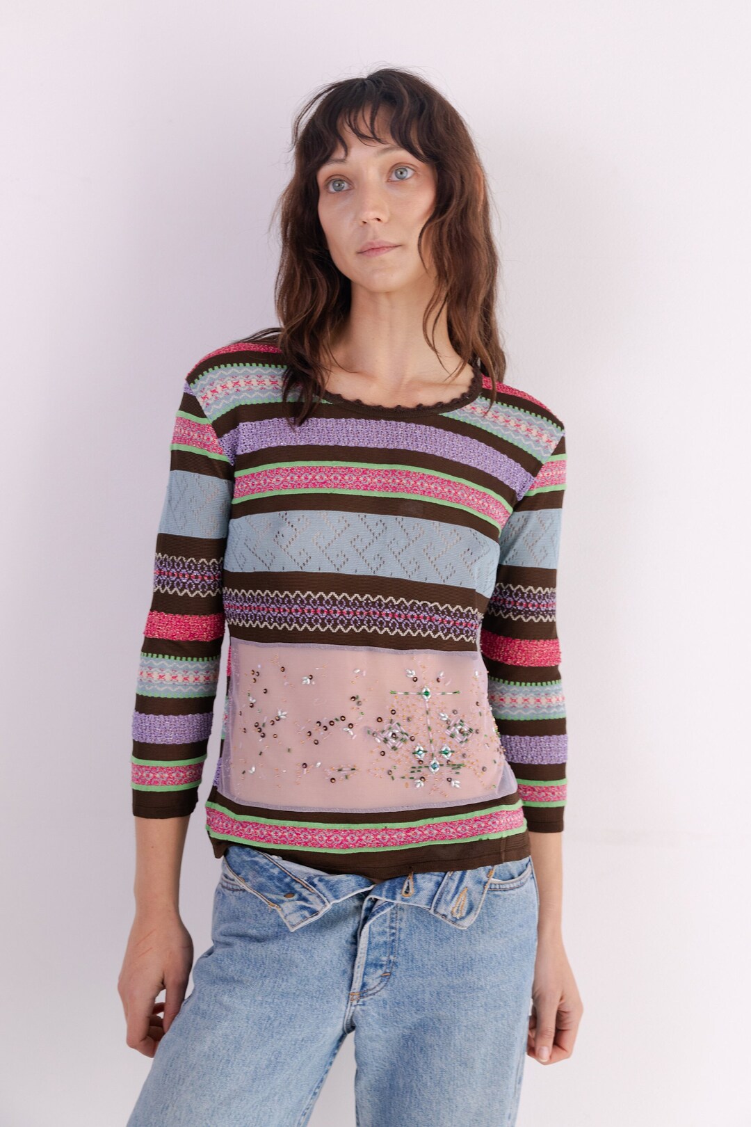 Vintage Y2K CHRISTIAN LACROIX Bazar Sweater / Crochet Knit / Sheer ...