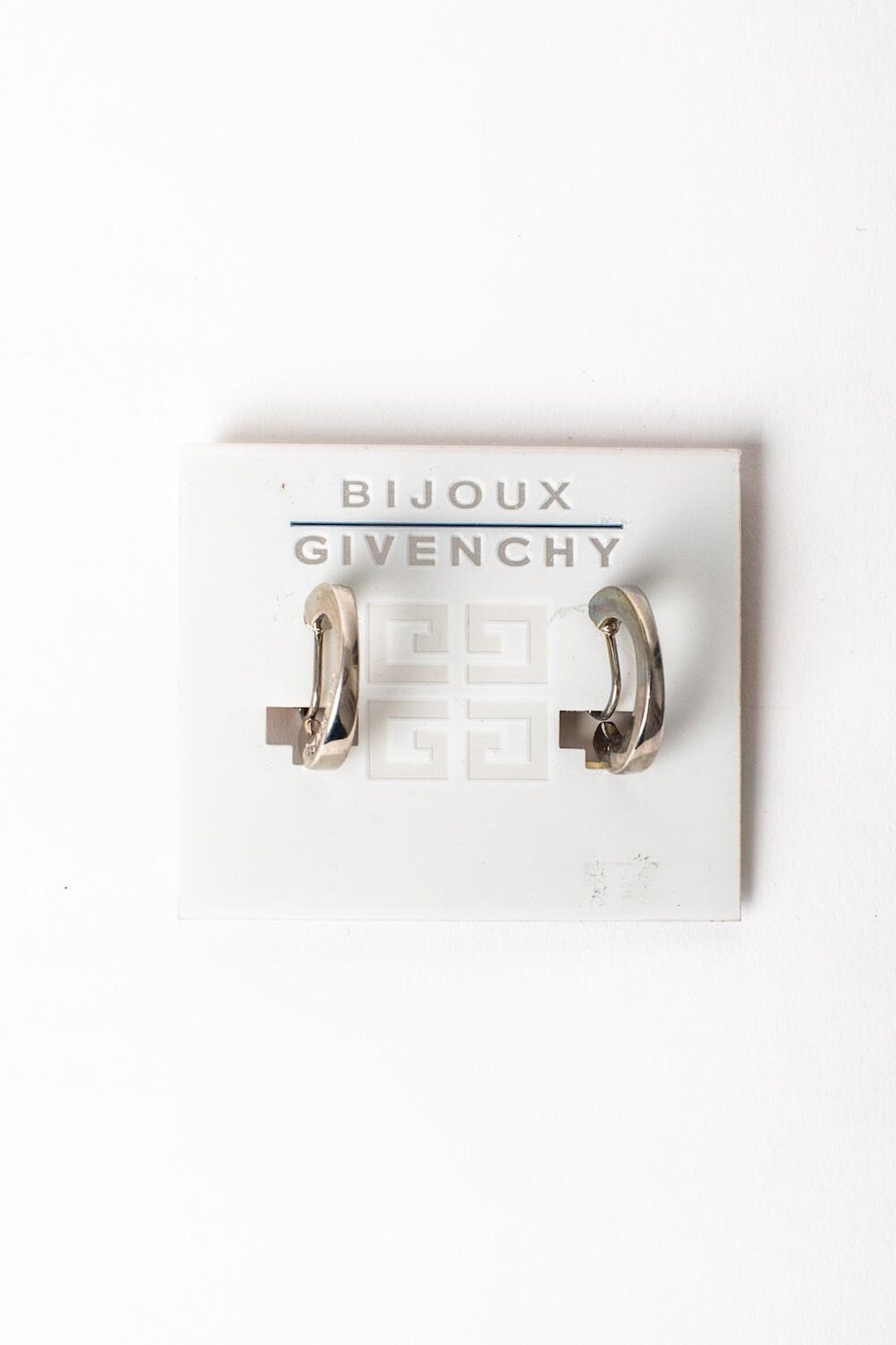 Deadstock Vintage 80's GIVENCHY Logo Earrings / Petite Silver Hoops ...