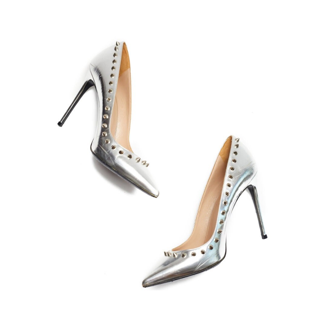Vintage Y2K BARBARA BUI Pumps / Silver Spike Studs / Mirrored Metallic ...