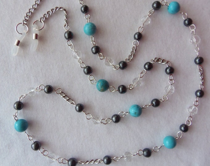Eyeglass Chain - Turquoise Howlite - Crystals - Hematite - Etsy