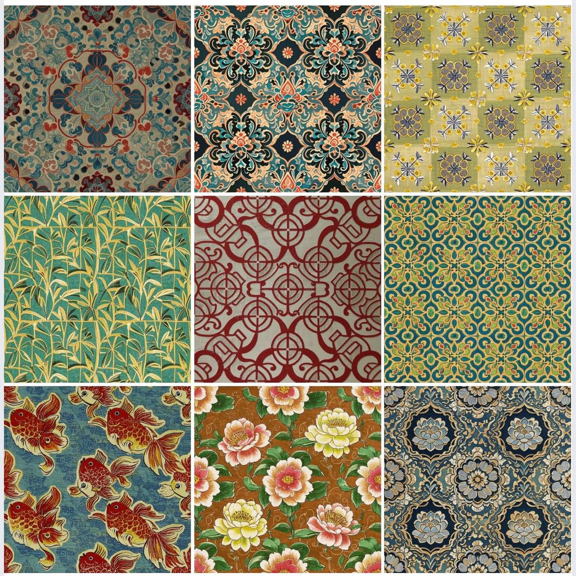 60+ Chinese Song Brocade Seamless Patterns- Song Dynasty Silk ...