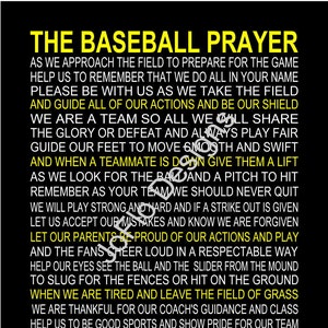 The Baseball Prayer Personalized With Mascot, Baseball Prayer, Baseball ...