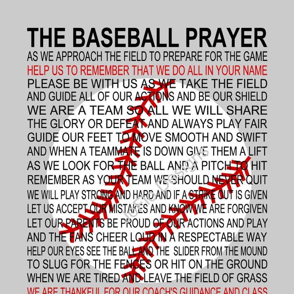 Baseball Prayer - Etsy