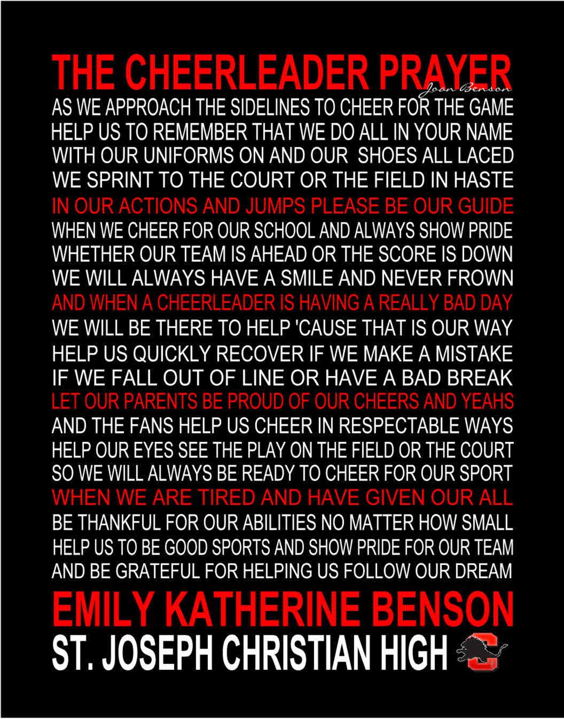 The Cheerleader Prayer Personalized Cheer Cheerleading - Etsy