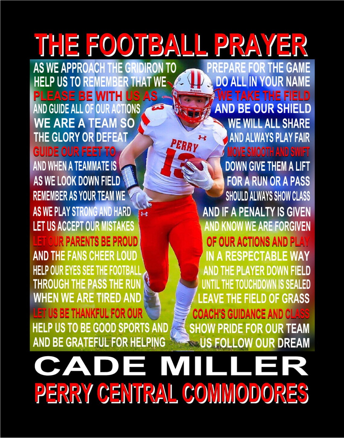 The Football Prayer With Photo Personalized Senior Night | Etsy