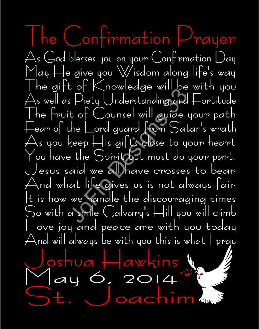 The Confirmation Prayer Personalized, Confirmation Prayer, Confirmation ...
